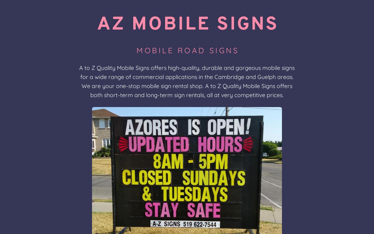 A to Z Mobile Signs Cambridge - Guelph Ontario
